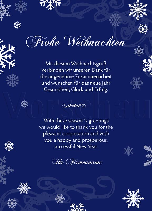 Zweisprachige Weihnachtsgrüße Blau Weihnachtskarten geschäftlich